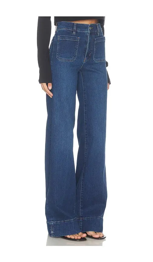 FRAME Le Slice Slim Palazzo Long Jeans In Blue