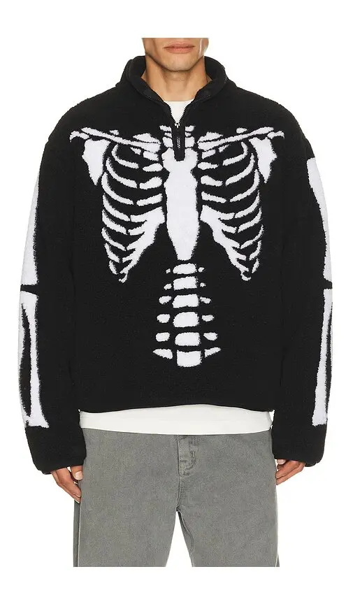 MARKET Skeletal Quarter Zip Sherpa Pullover
