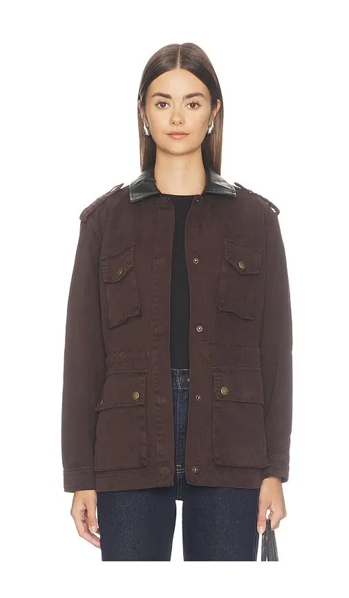 Good American The Field Jacket In Brown
