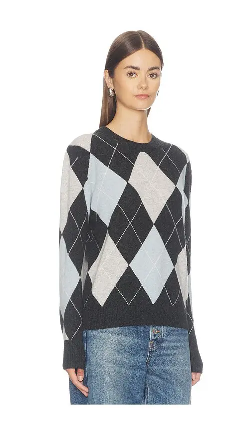 Enza Costa Cashmere Argyle Sweater In Multi