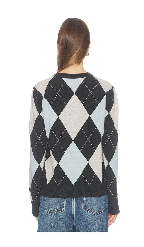 Enza Costa Cashmere Argyle Sweater In Multi