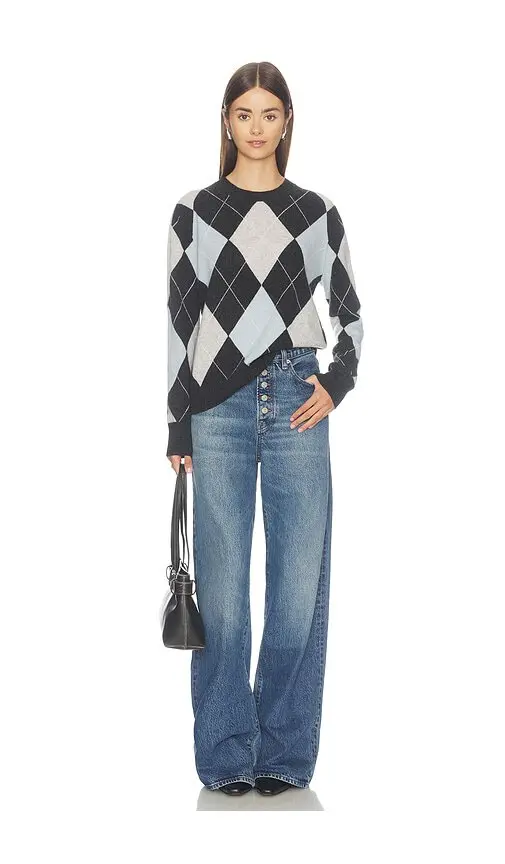 Enza Costa Cashmere Argyle Sweater In Multi