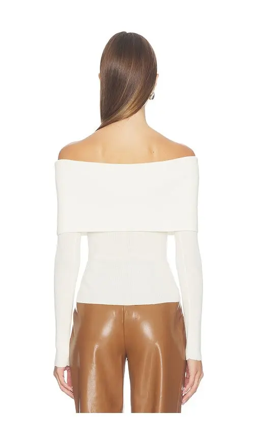 Alice + Olivia Dolan Foldover Longsleeve Pullover In White