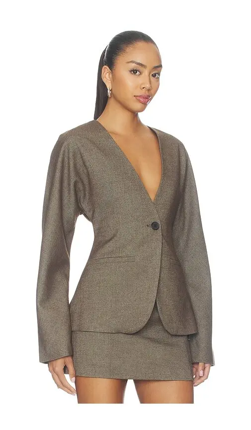 FAVORITE DAUGHTER The Power Move Blazer In Brown