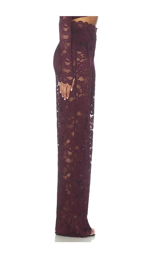 NOOKIE Delphine Lace Pants In Burgundy