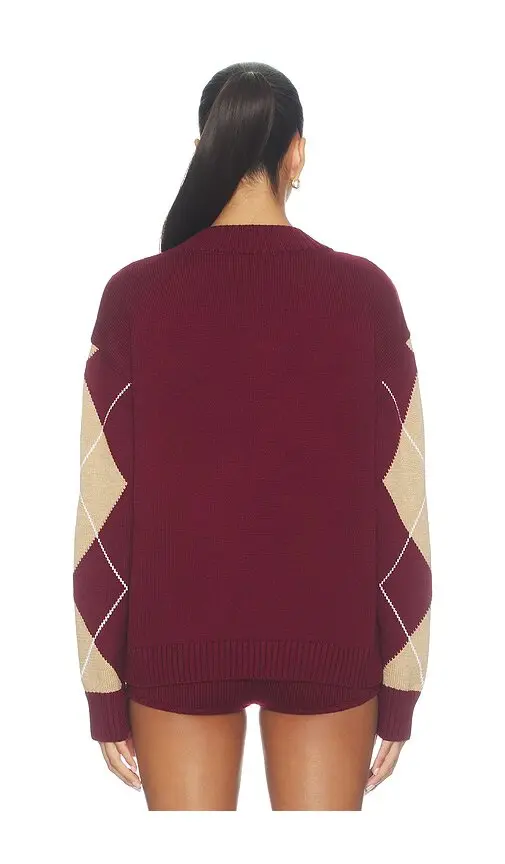 LOVERS AND FRIENDS Lunaria Argyle Sweater In Burgundy