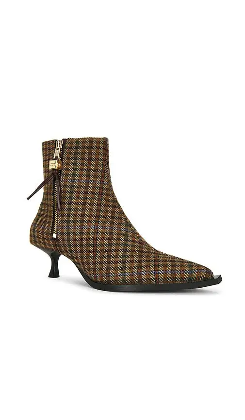 GANNI Ana Ankle Boot Deep Vintage Check In Brown - Multi