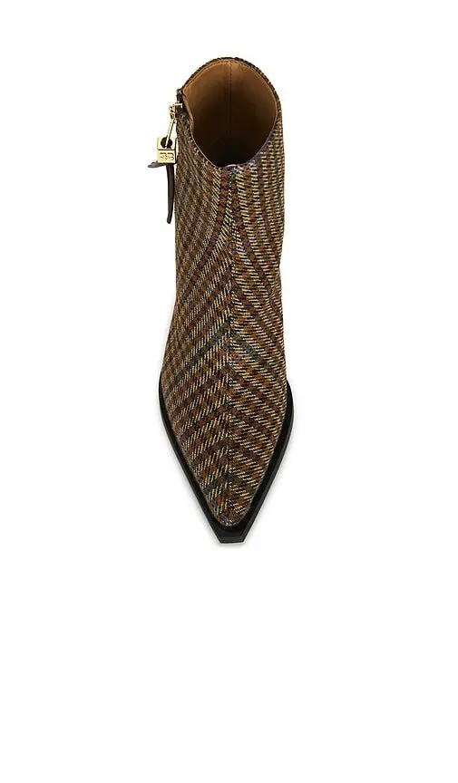 GANNI Ana Ankle Boot Deep Vintage Check In Brown - Multi