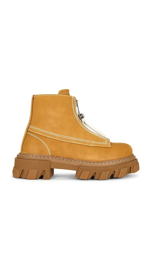 GANNI Cleated Zip Boot In Brown