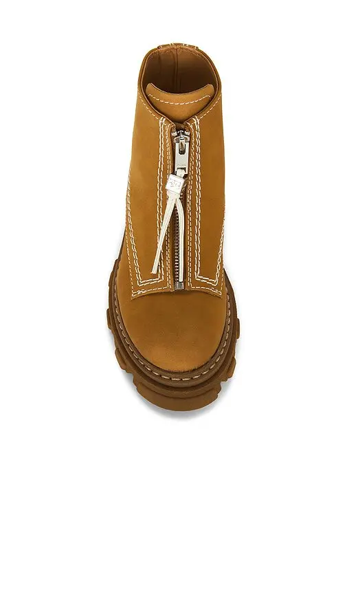 GANNI Cleated Zip Boot In Brown