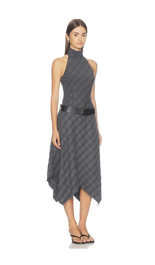 ALL THE WAYS Noa High Neck Midi Dress In Grey