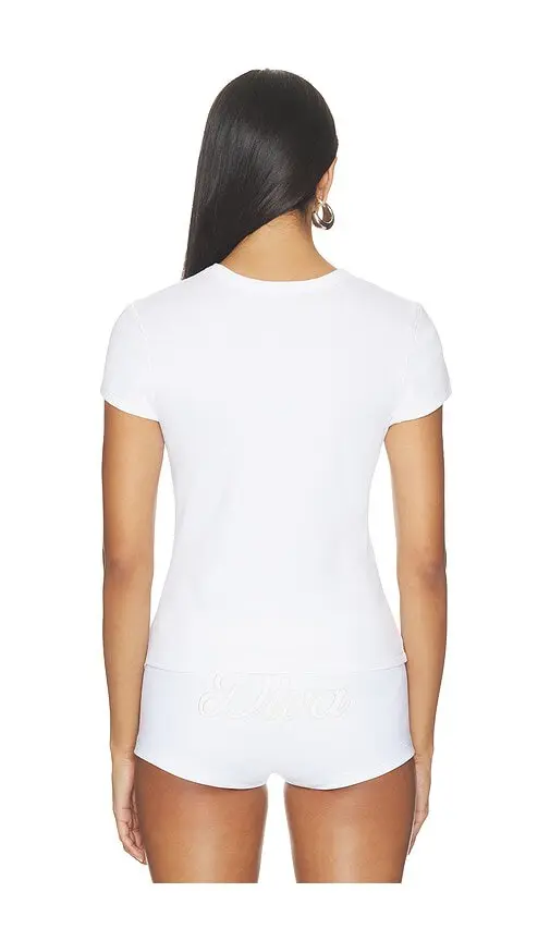Frankies Bikinis X Devon Lee Carlson Diva Cotton Ribbed Tee Shirt In White