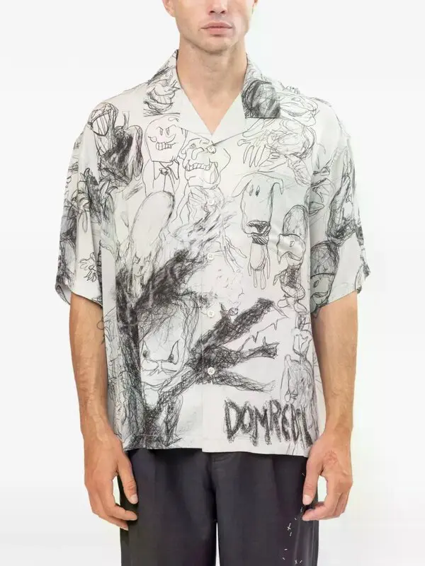 DOMREBEL Sketch-print Camp-collar Shirt