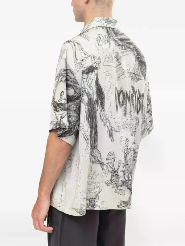 DOMREBEL Sketch-print Camp-collar Shirt