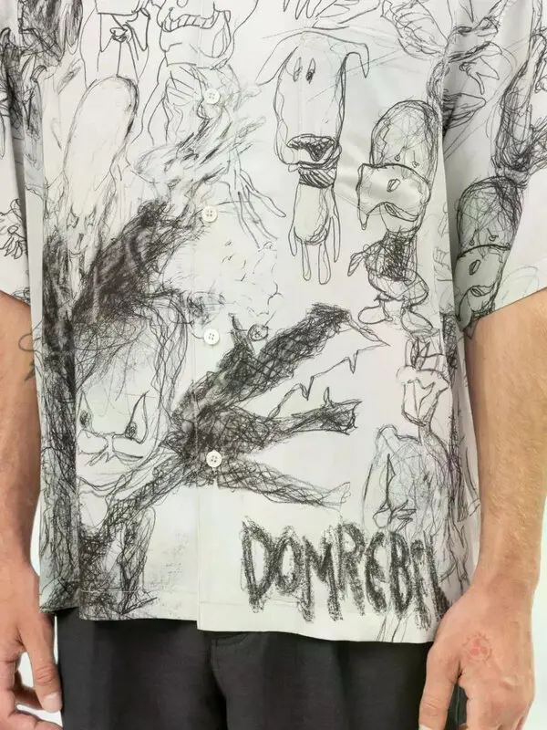 DOMREBEL Sketch-print Camp-collar Shirt