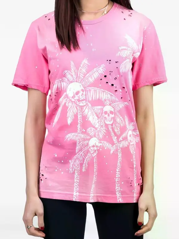 DOMREBEL Skull-print Paint-splatter T-shirt