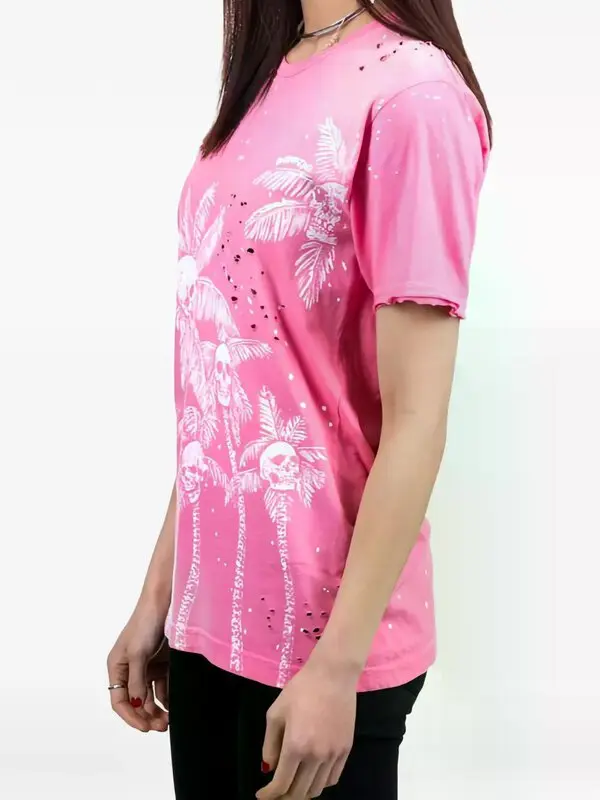 DOMREBEL Skull-print Paint-splatter T-shirt