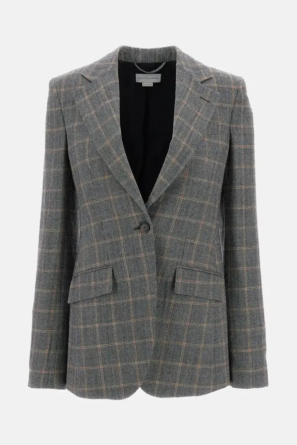 Stella McCartney Giacca Monopetto A Quadri In Lana - Grey