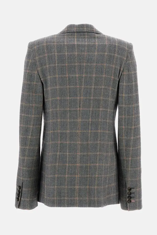 Stella McCartney Giacca Monopetto A Quadri In Lana - Grey