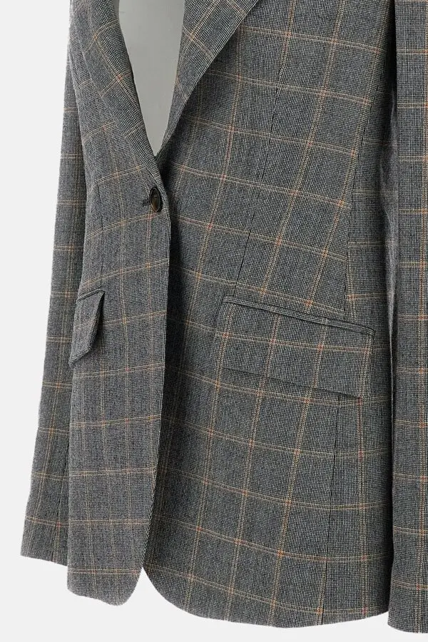 Stella McCartney Giacca Monopetto A Quadri In Lana - Grey