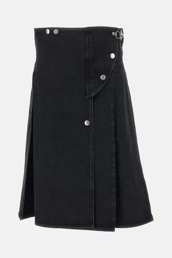 Marni Gonna A Pieghe In Denim - Nero