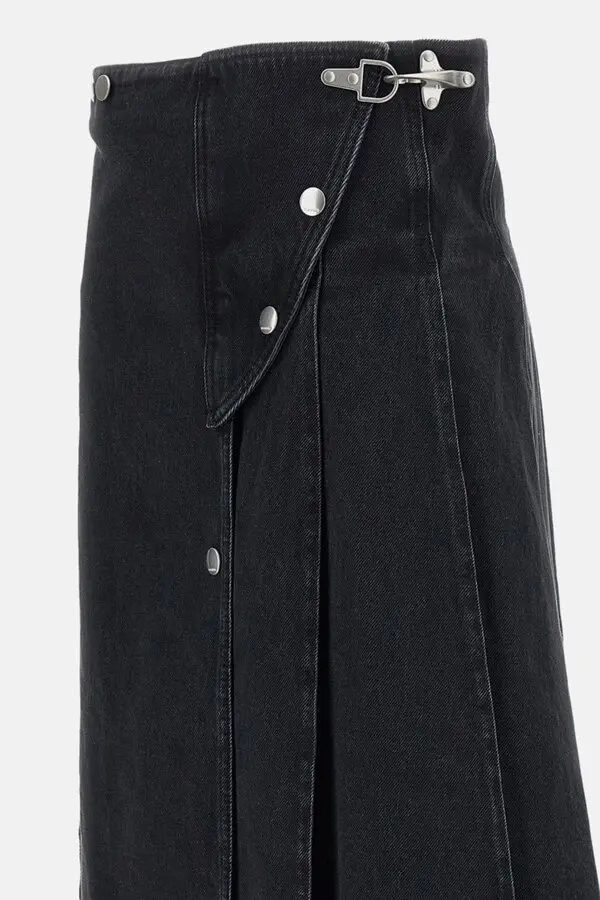 Marni Gonna A Pieghe In Denim - Nero
