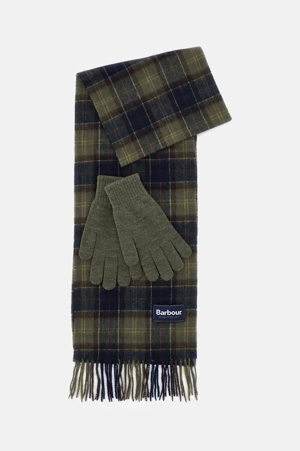 Barbour Set Regalo Sciarpa Tartan E Guanti