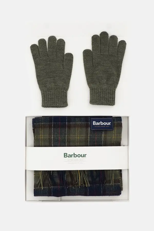 Barbour Set Regalo Sciarpa Tartan E Guanti