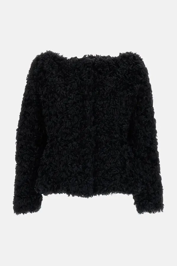 Simone Rocha Giacca Scultorea In Pelliccia Ecologica Con Bustle - Nero