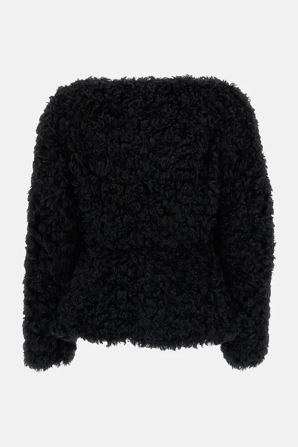 Simone Rocha Giacca Scultorea In Pelliccia Ecologica Con Bustle - Nero