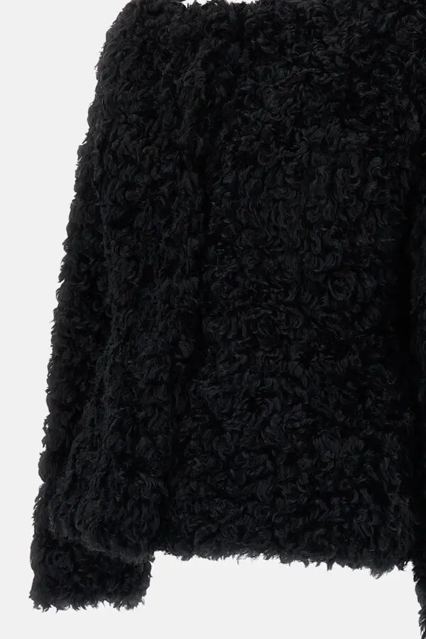 Simone Rocha Giacca Scultorea In Pelliccia Ecologica Con Bustle - Nero