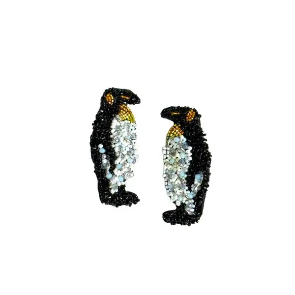 SIMITRI White / Black Penguin Earrings