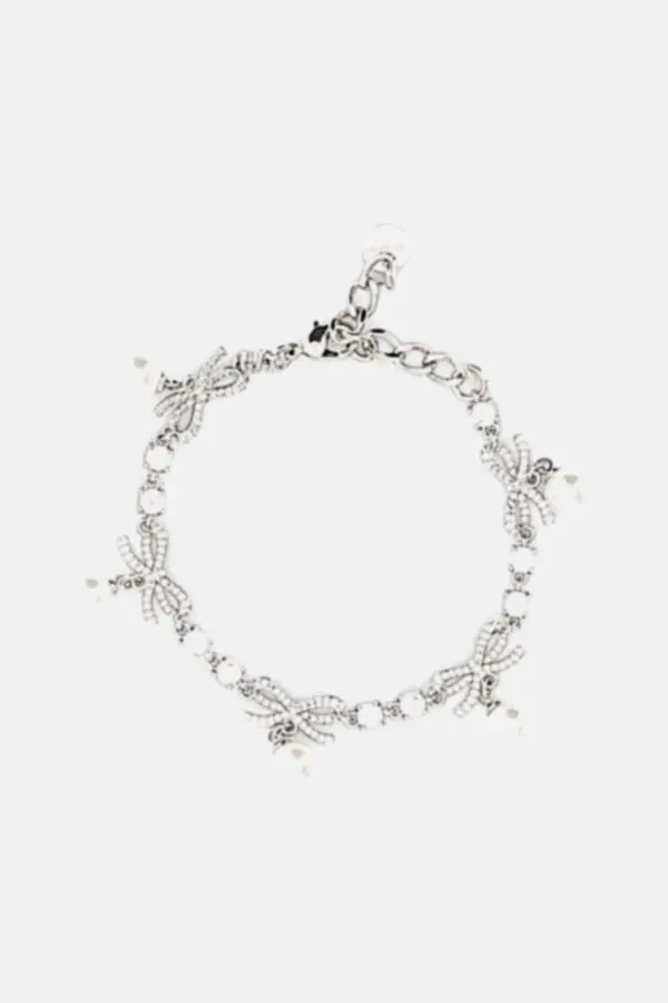 SELF-PORTRAIT Bracciale Con Fiocchi Di Cristalli E Perle - Silver