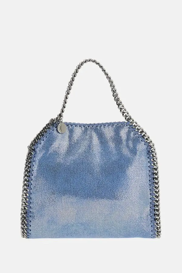 Stella McCartney Borsa Falabella Mini Tote Eco Shiny Dotted Chamois - Azzurro