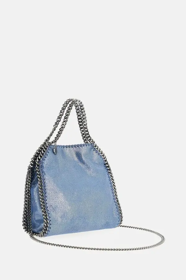 Stella McCartney Borsa Falabella Mini Tote Eco Shiny Dotted Chamois - Azzurro