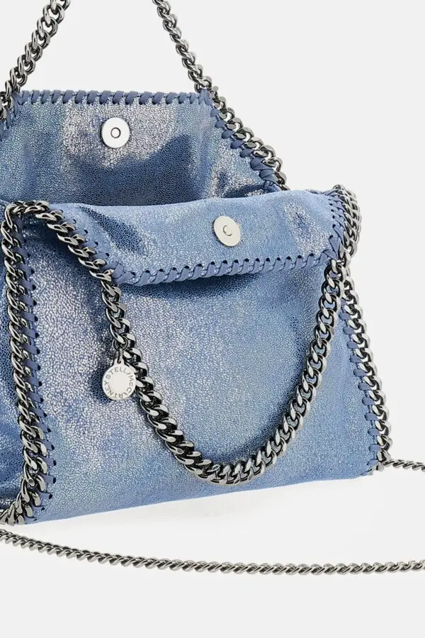 Stella McCartney Borsa Falabella Mini Tote Eco Shiny Dotted Chamois - Azzurro