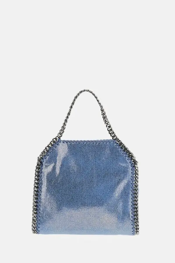 Stella McCartney Borsa Falabella Mini Tote Eco Shiny Dotted Chamois - Azzurro