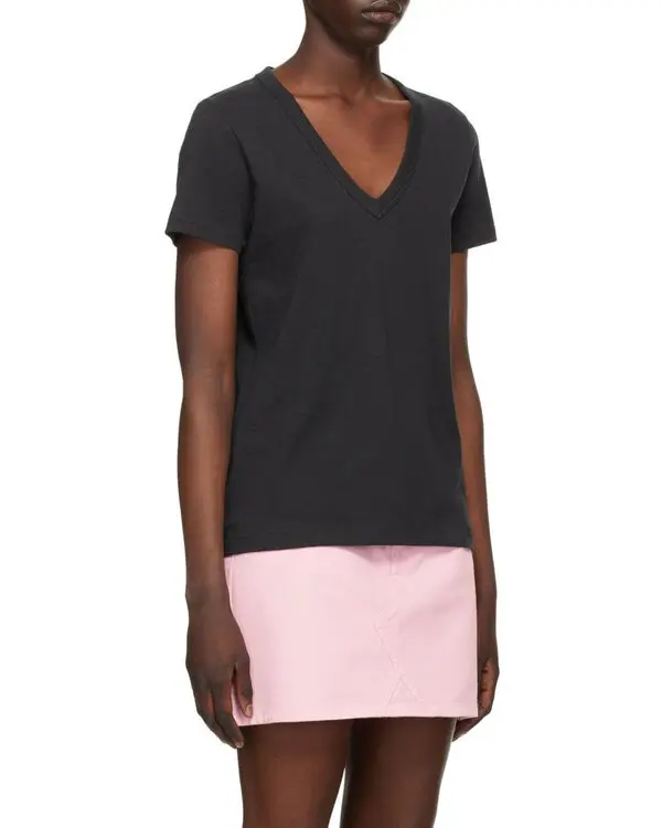 Rag & Bone V-collar T-shirt With Logo - Black