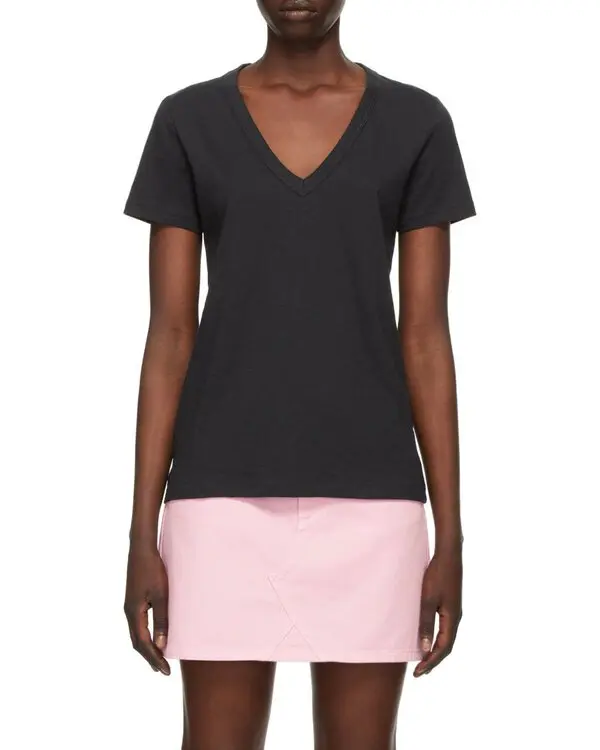 Rag & Bone V-collar T-shirt With Logo - Black