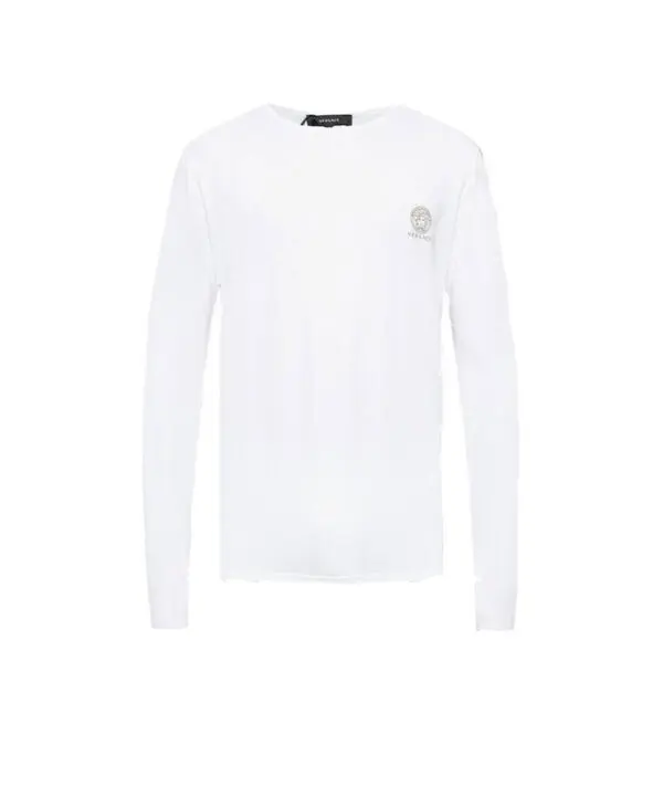 Versace Logo Long-sleeve Top - White