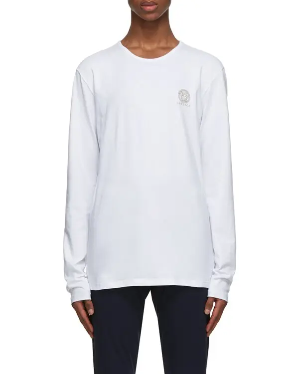 Versace Logo Long-sleeve Top - White
