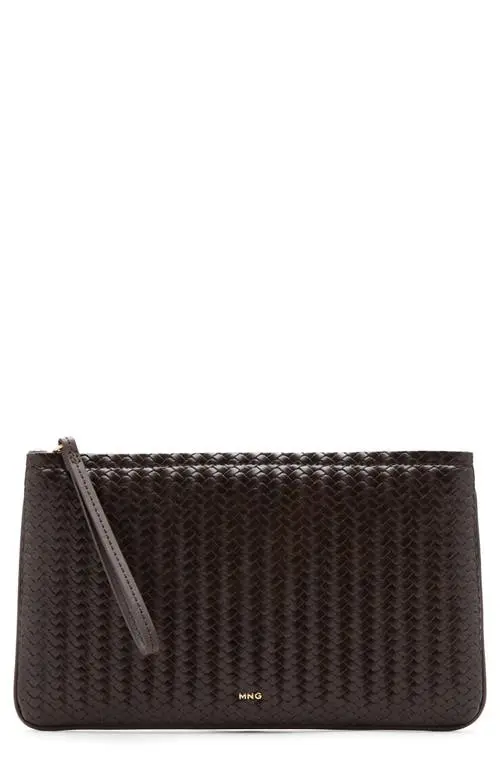 Mango Braided Faux Leather Pouch