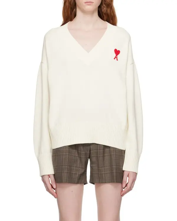 AMI Paris De Coeur V-neck Jumper