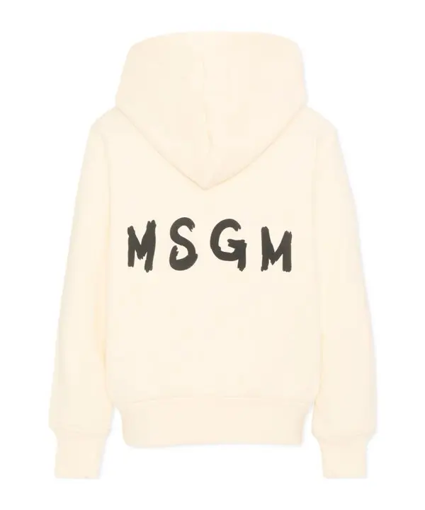 MSGM Logo-print Zip-up Hoodie - Ivory