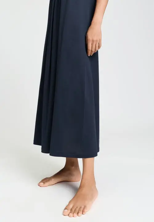 Hanro Juliet Pleated Cotton Chemise - Deep Navy