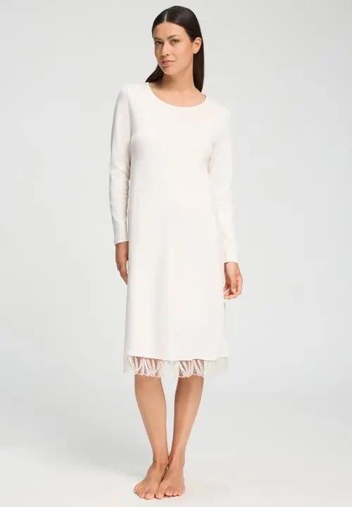 Hanro Rosaria Floral Embroidered Cotton Nightgown - Off White
