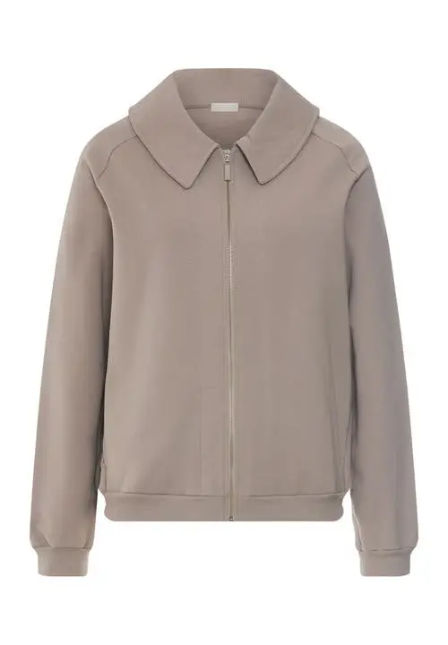 Hanro Natural Living Cotton Blend Zip-up Jacket - Rose Grey