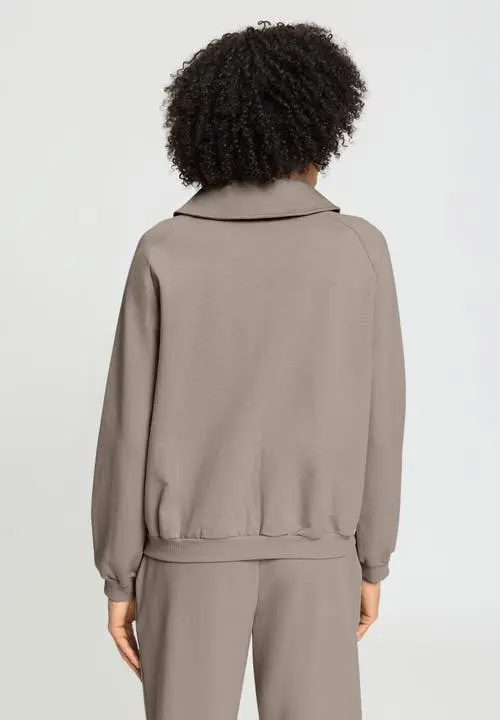Hanro Natural Living Cotton Blend Zip-up Jacket - Rose Grey