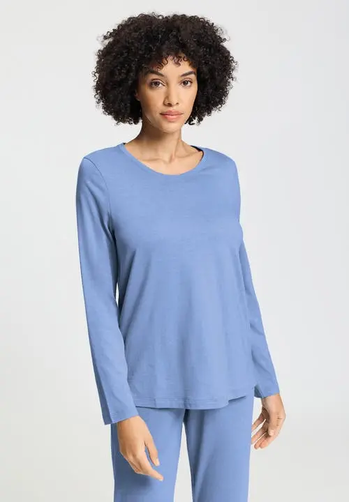 Hanro Sleep And Lounge Relaxed Round Neck Top - Bluebird