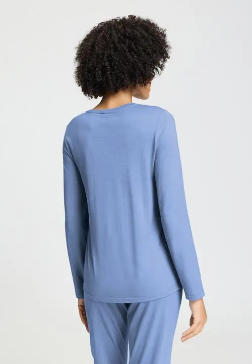 Hanro Sleep And Lounge Relaxed Round Neck Top - Bluebird